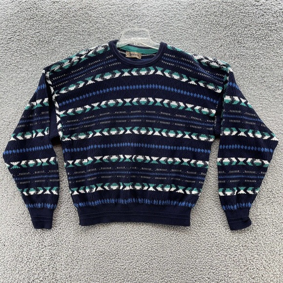 Jantzen | Sweaters | Vintage Jantzen Sweater Geometric Stripe Print Crew Pullover 8s 90s Usa ...